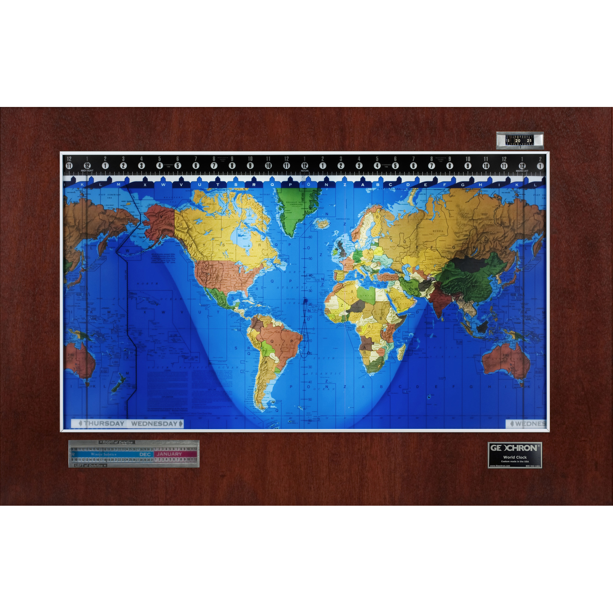 Geochron Original Kilburg in real mahogany veneer and silver bordered ...