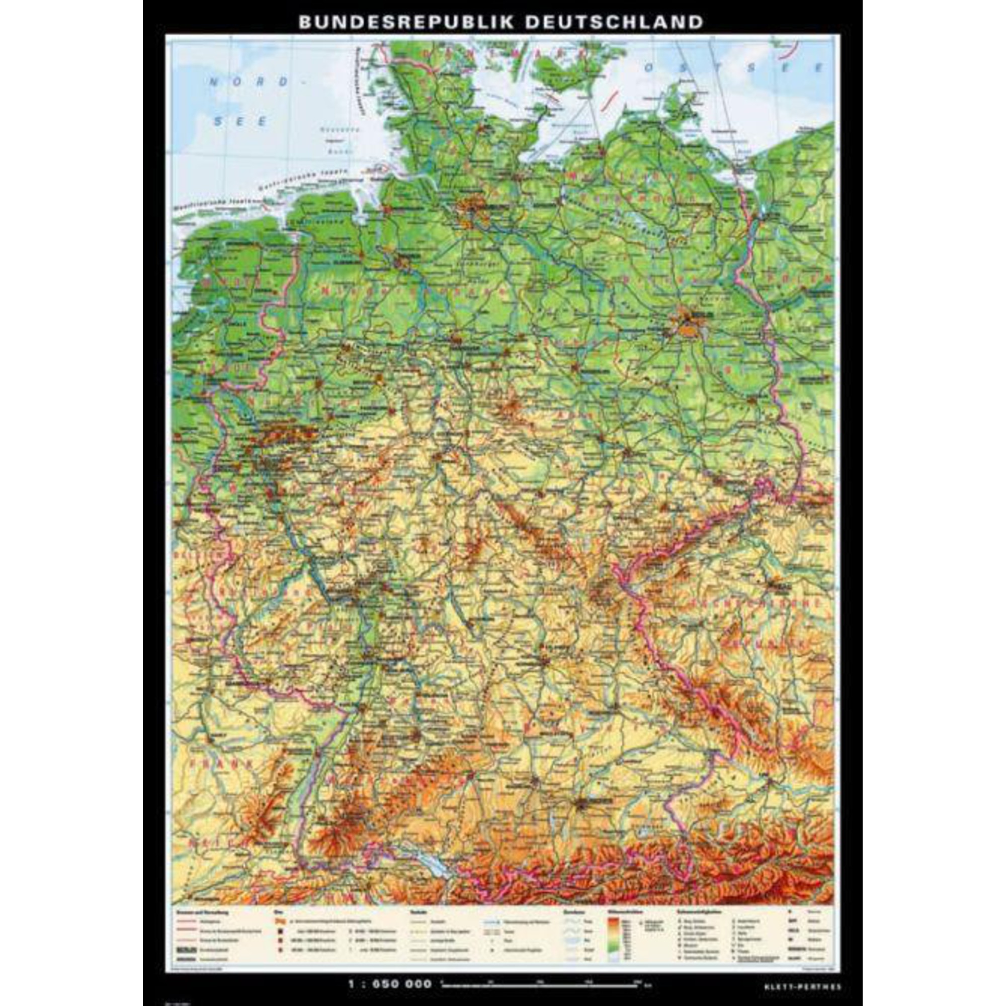 Klett-Perthes Verlag Landkarte Deutschland physisch / stumm (ABW) 2-seitig