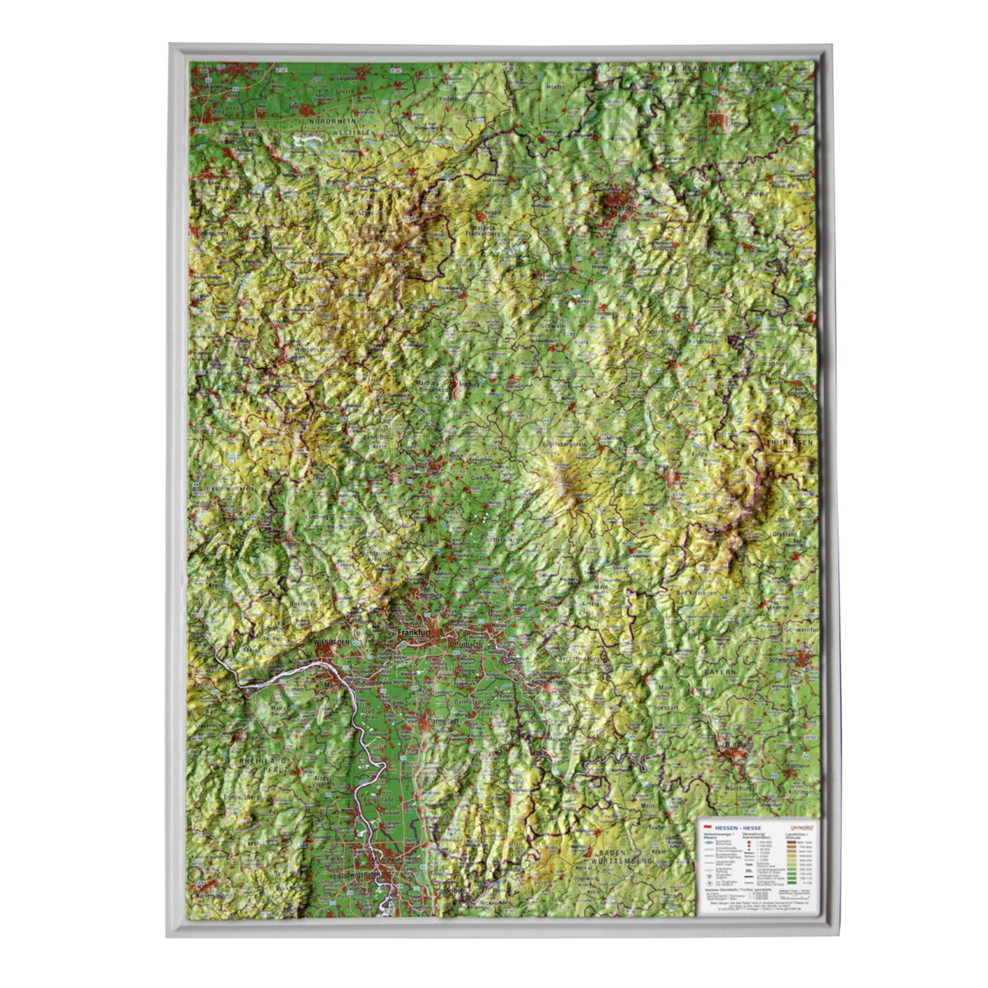 Georelief Hesse 3D small relief map (in German)