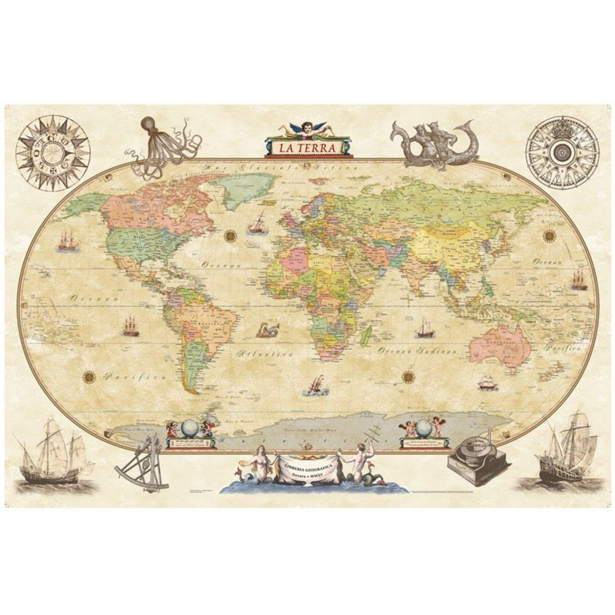Libreria Geografica World map Planisfero Anticato