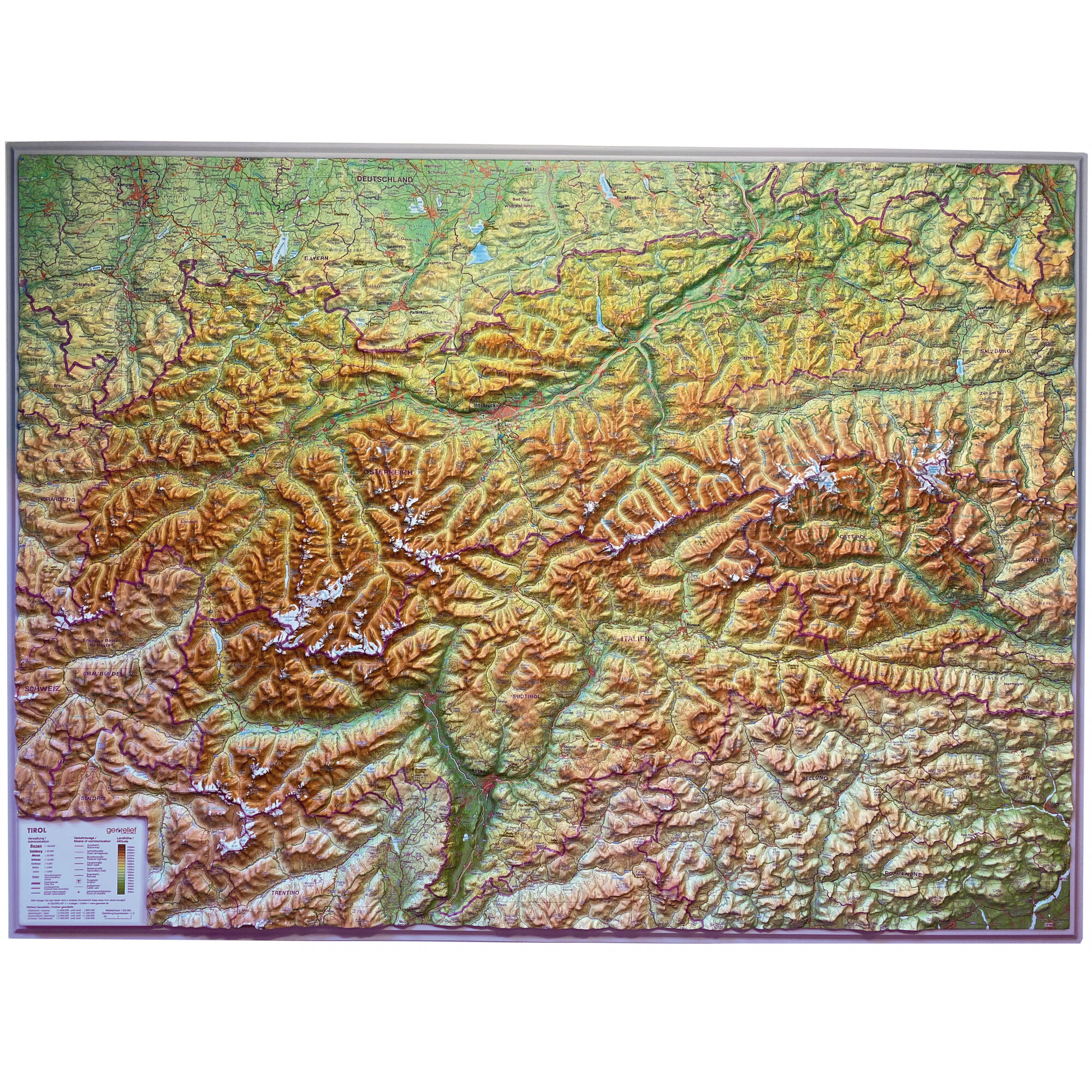Georelief Regional map Tirol (77 x 57 cm) 3D Reliefkarte